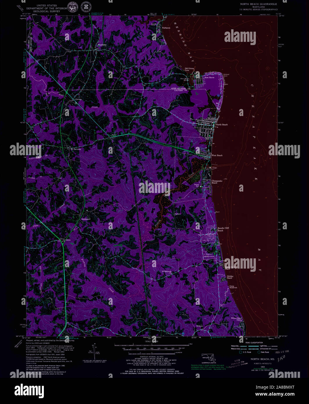 North beach maryland map hi-res stock photography and images - Alamy