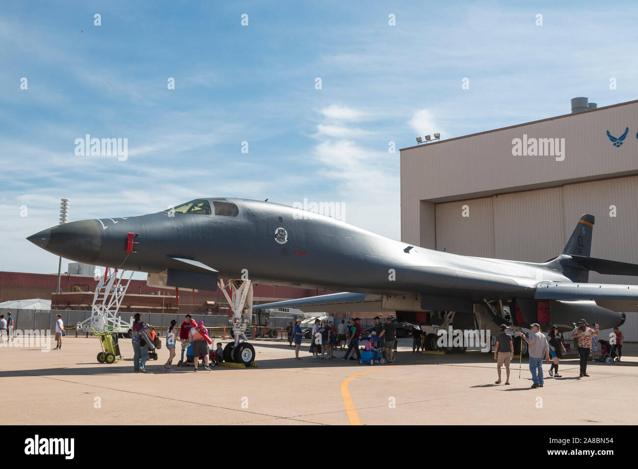 A United States Air Force B-1 Lancer sits on static display at the Star ...