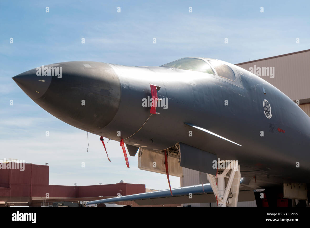 A United States Air Force B-1 Lancer sits on static display at the Star ...