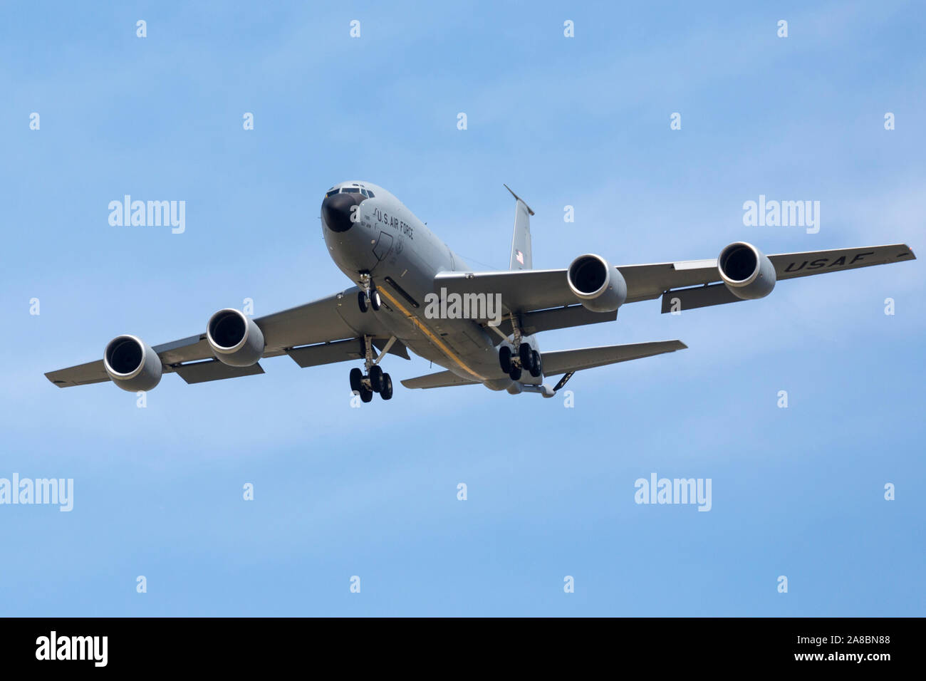 A United States Air Force KC-130 Stratotanker performs a flyby at the ...