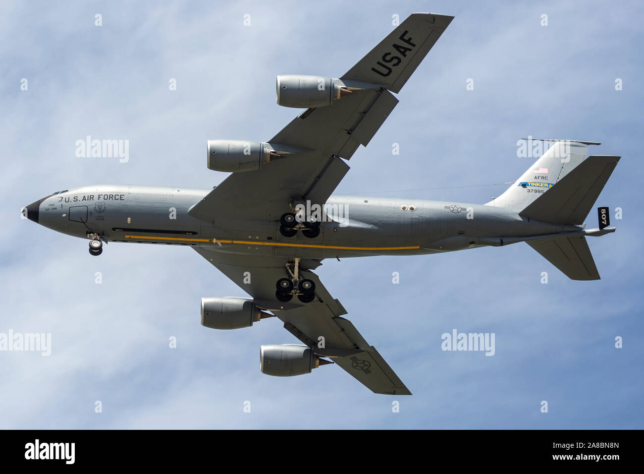 A United States Air Force KC-130 Stratotanker performs a flyby at the ...