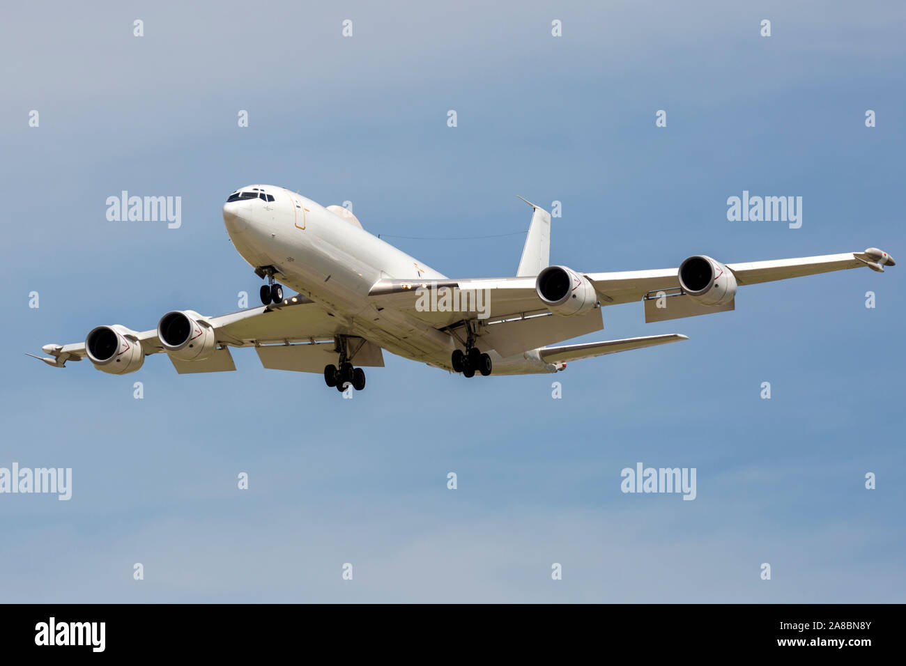 A U.S. Navy E-6 Mercury performs a flyby at the Star Spangled Salute ...