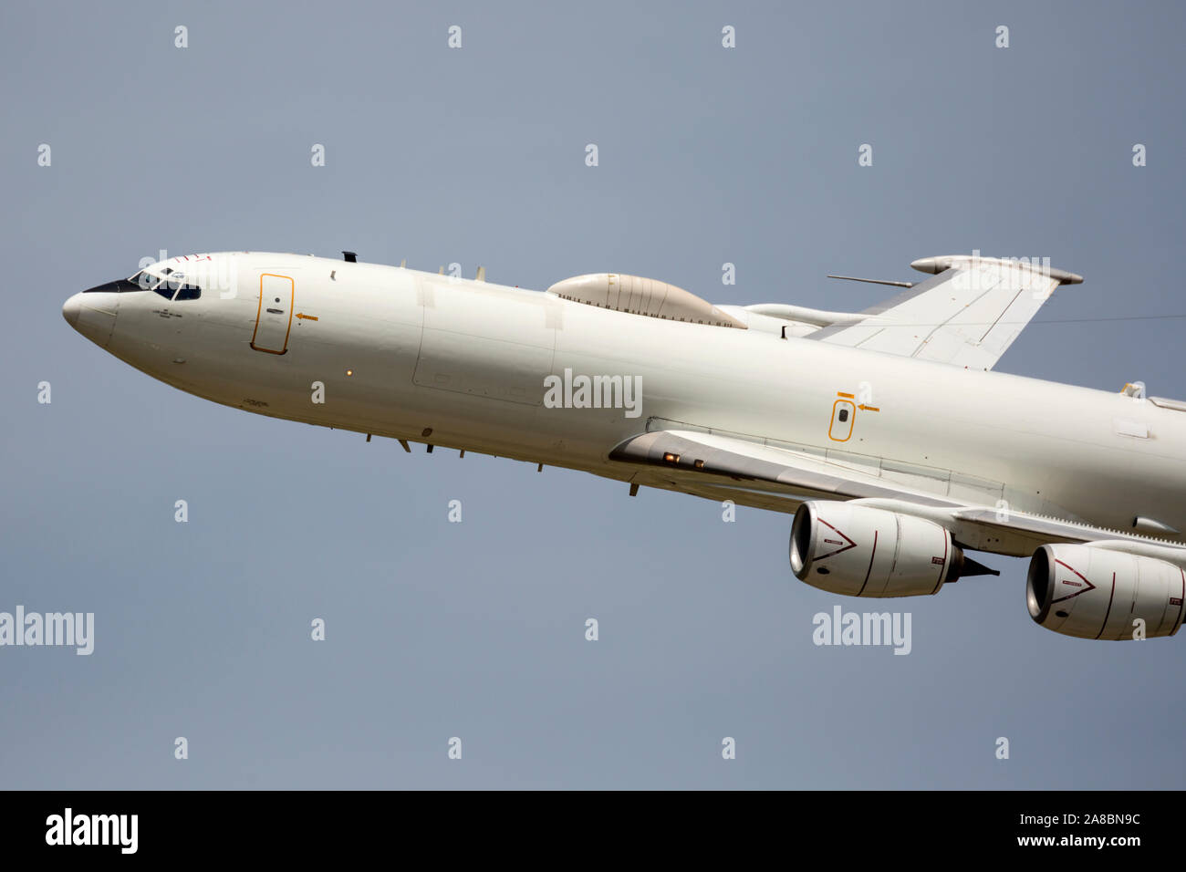 A U.S. Navy E-6 Mercury performs a flyby at the Star Spangled Salute ...