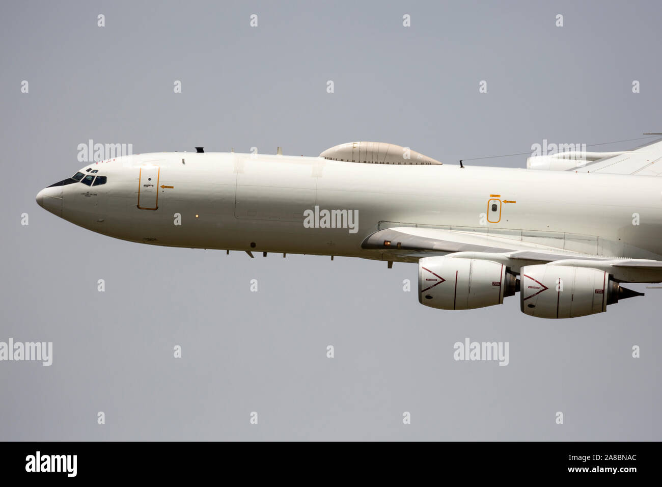 A U.S. Navy E-6 Mercury performs a flyby at the Star Spangled Salute ...
