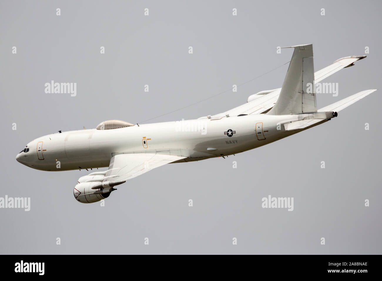 A U.S. Navy E-6 Mercury performs a flyby at the Star Spangled Salute ...