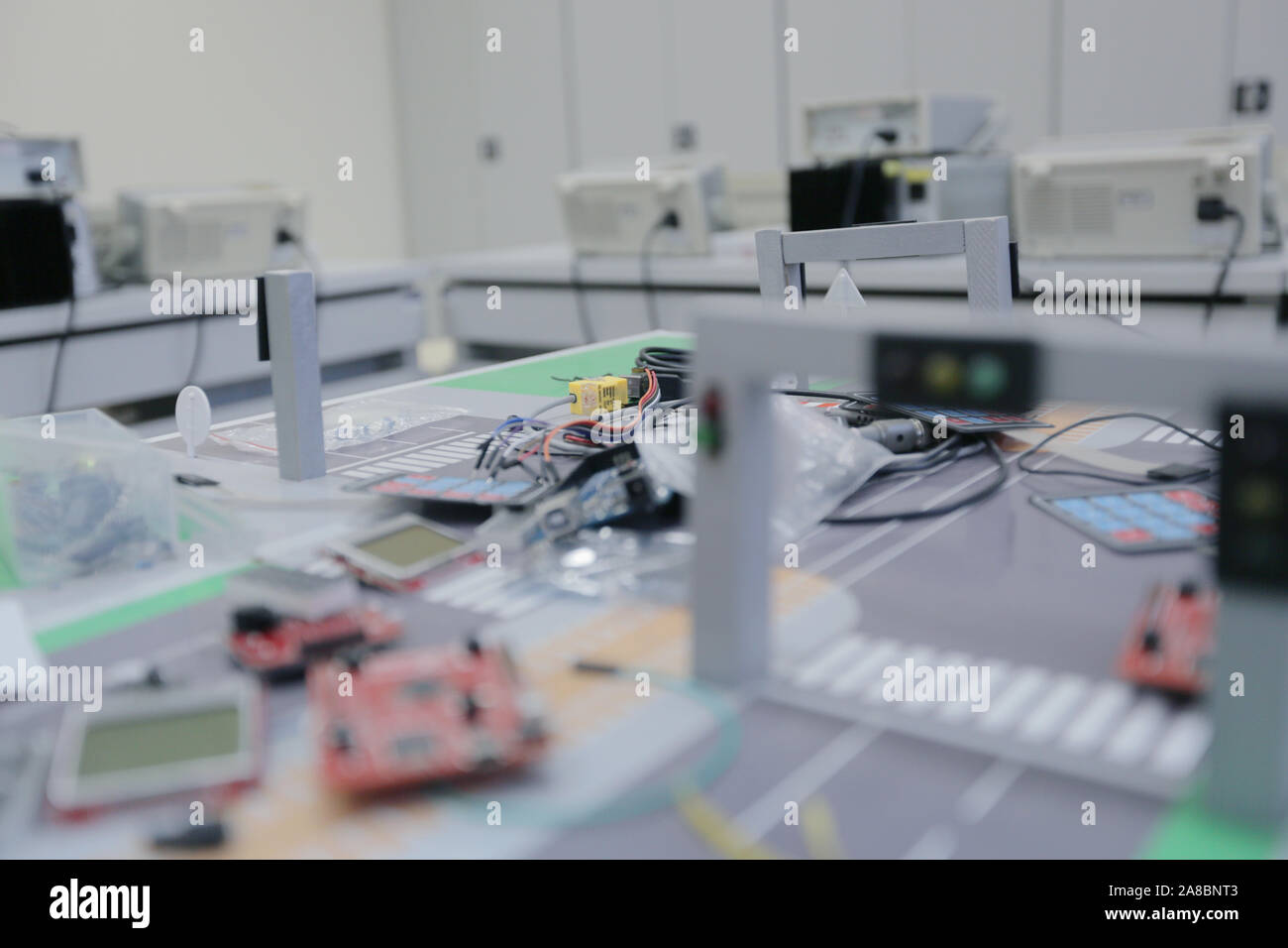 Electrical engineering classroom, measuring devices in the laboratory ...