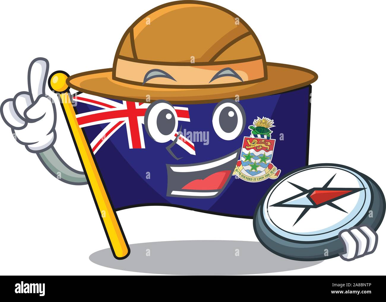flag cayman islands in character shape holding compass Stock Vector ...