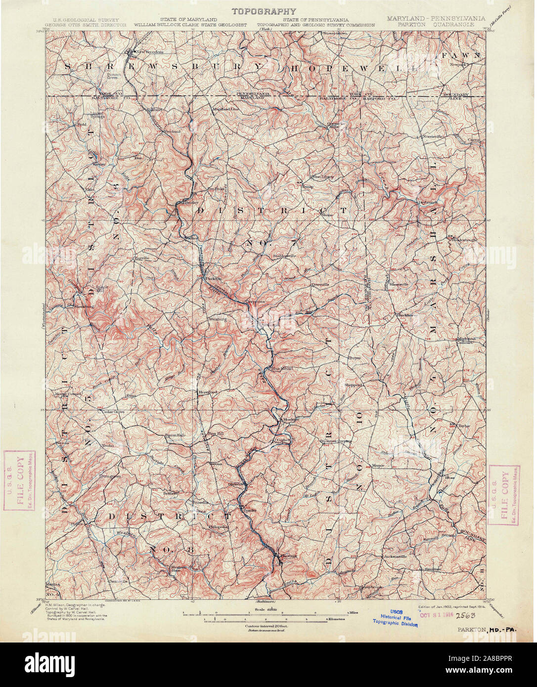 USGS TOPO Map Maryland MD Parkton 257583 1902 62500 Stock Photo - Alamy