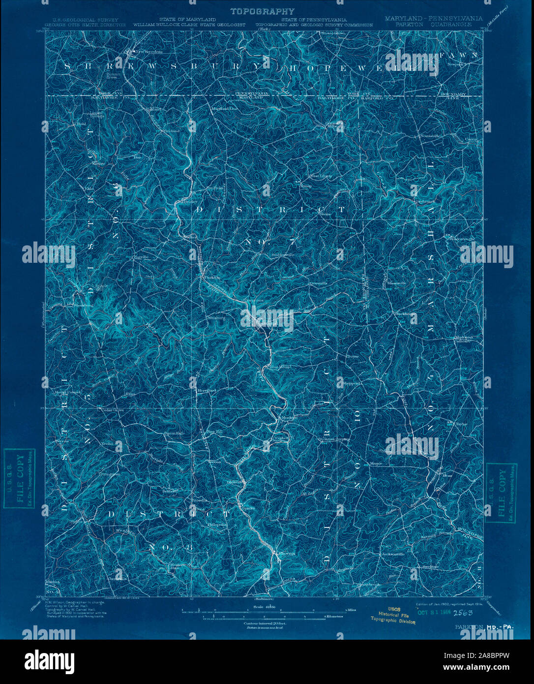 USGS TOPO Map Maryland MD Parkton 257583 1902 62500 Inverted Stock ...