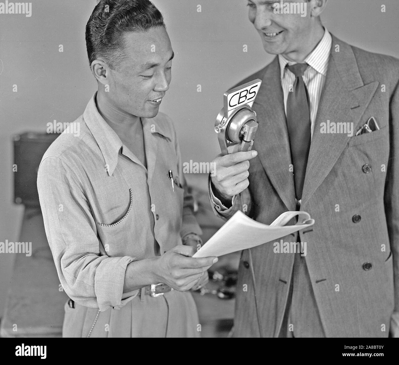 Key Nishimura with announcer Chet Huntley of CBS in a nationwide ...