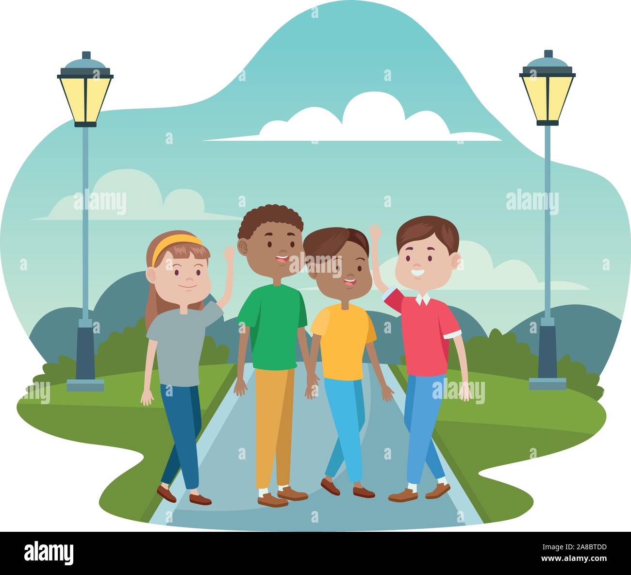 young people characters in the park Stock Vector Image & Art - Alamy