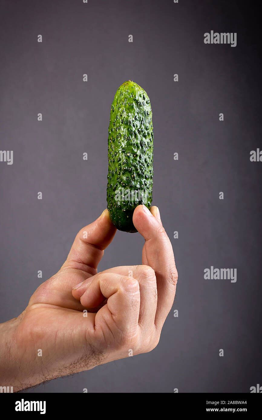 Green fresh cucumber in a man's hand Stock Photo - Alamy