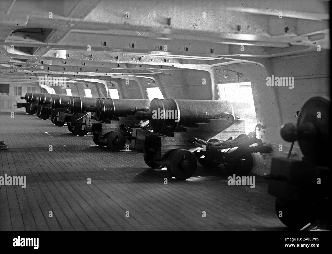 Cannons inside the U.S.S. Constellation ca. 1914 Stock Photo - Alamy