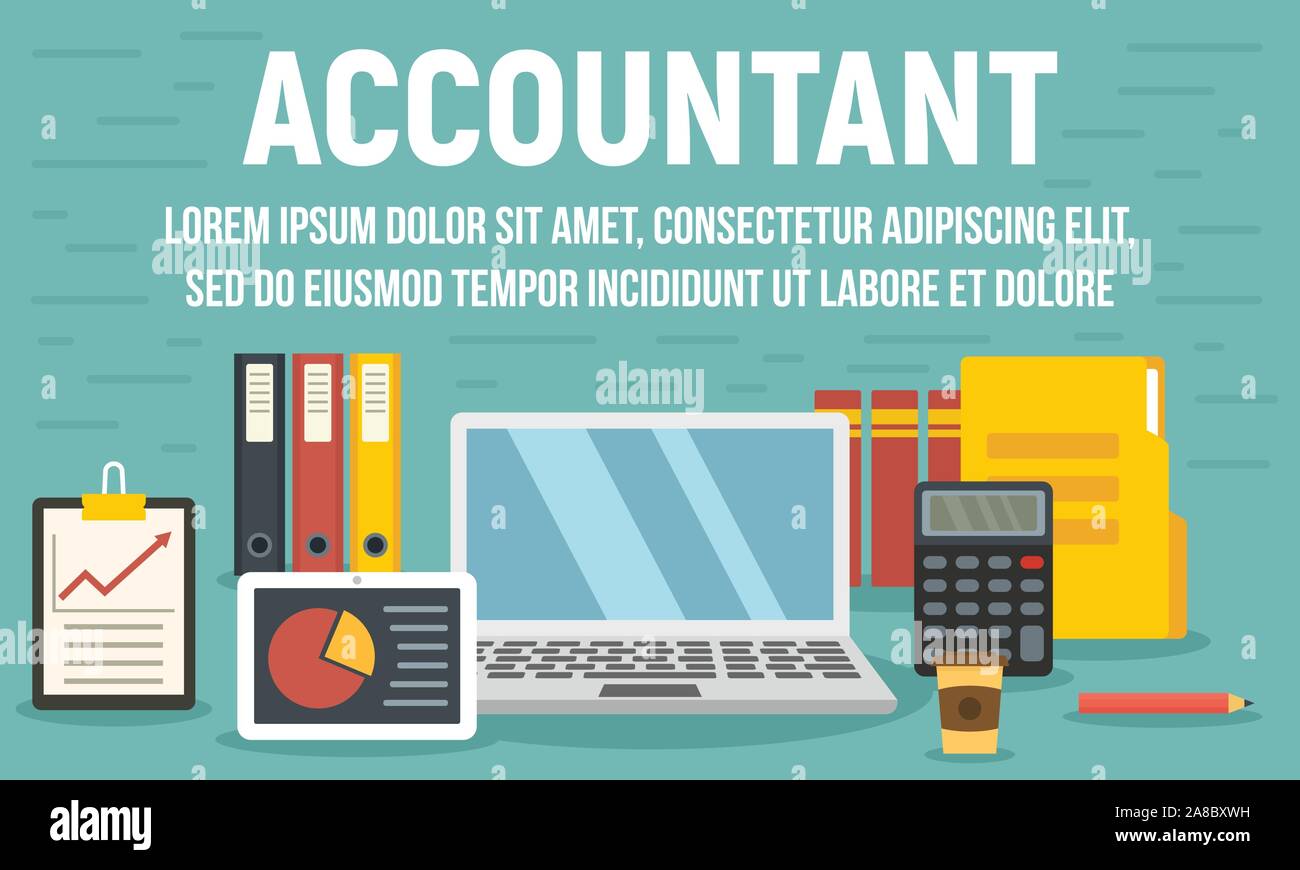 Accountant concept banner. Flat illustration of accountant vector ...