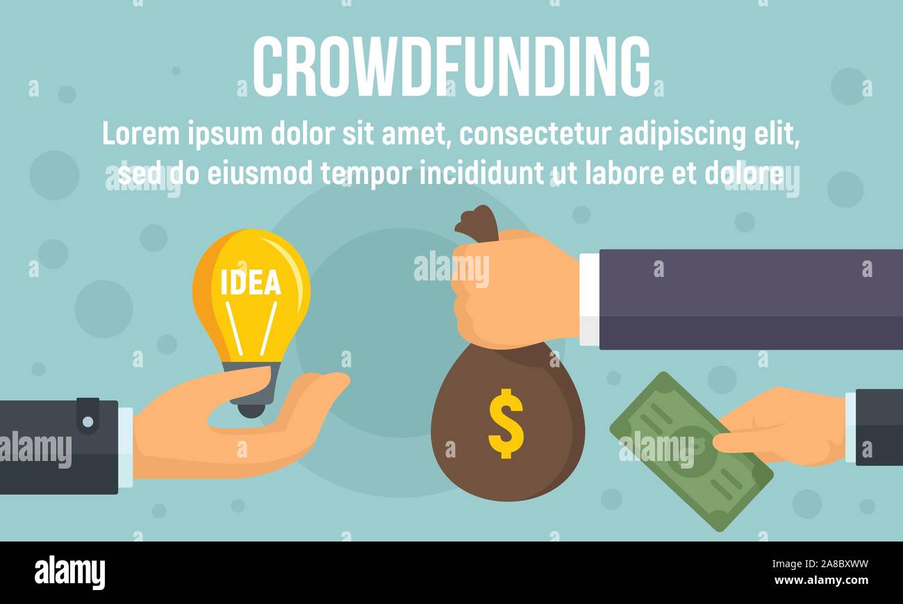 Business crowdfunding concept banner. Flat illustration of business ...