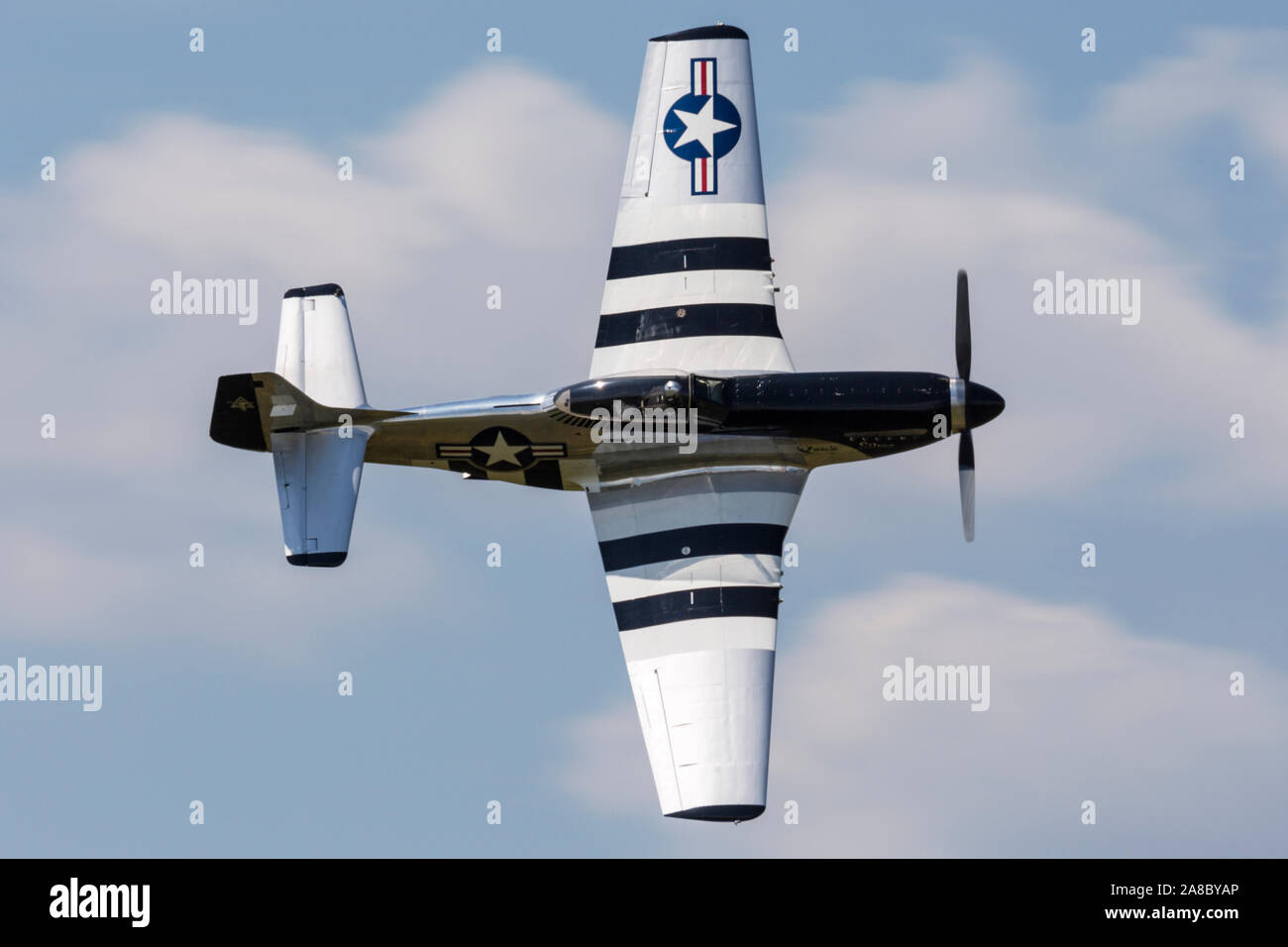 A World War II era P-51 Mustang performs a flyby at the 2019 Thunder ...