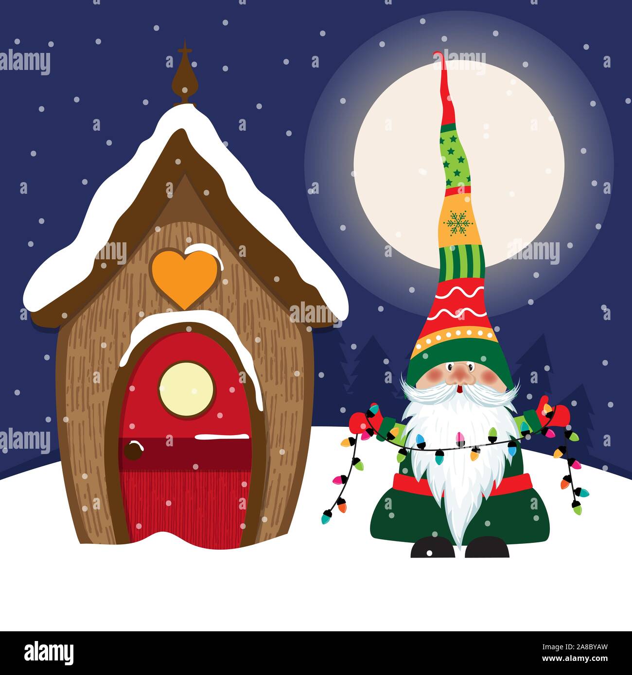 Christmas gnome postcard Stock Vector Images - Alamy