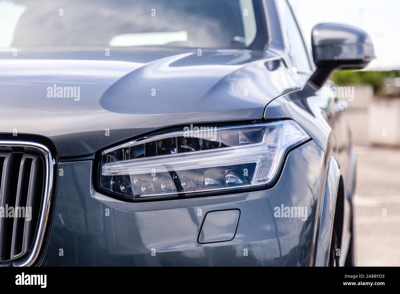 France Lyon 2019-06-18 closeup front part of car, bumper of sedan ... France Lyon 2019-06-18 closeup front part of car, bumper of sedan ...