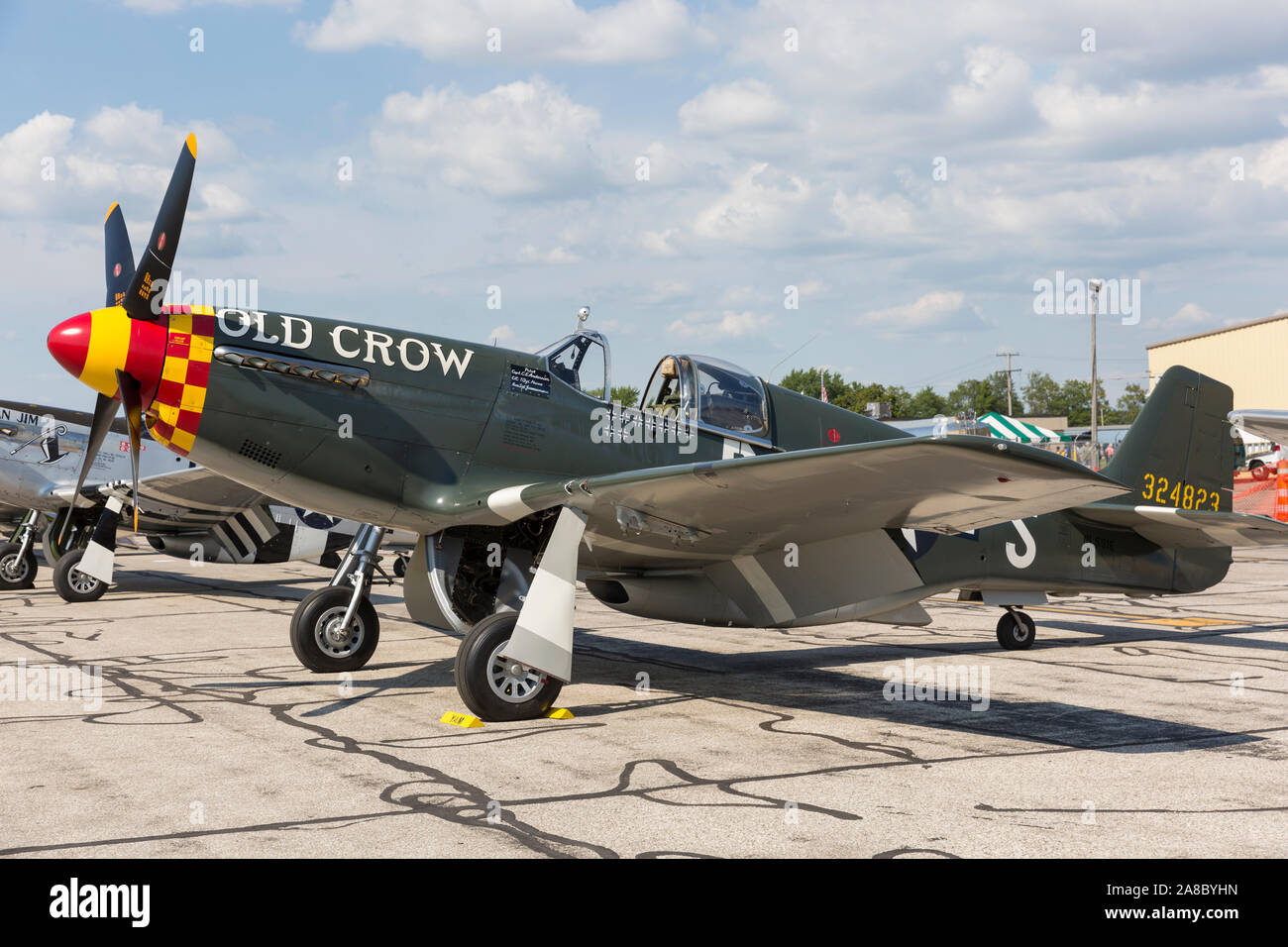 A World War II era P-51 Mustang performs a flyby at the 2019 Thunder ...