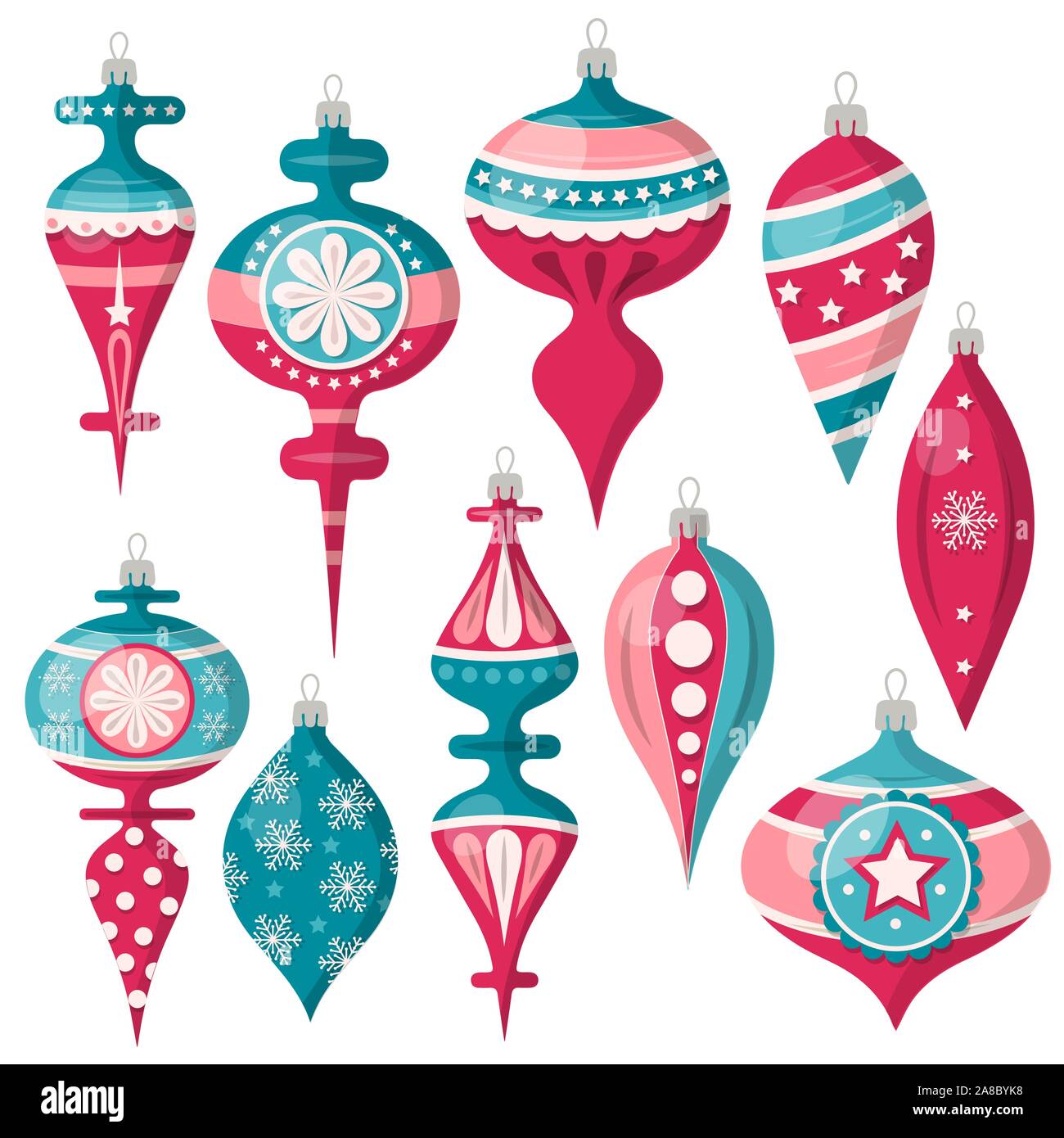 beautiful Christmas balls collection isolated on white Stock Vector ...
