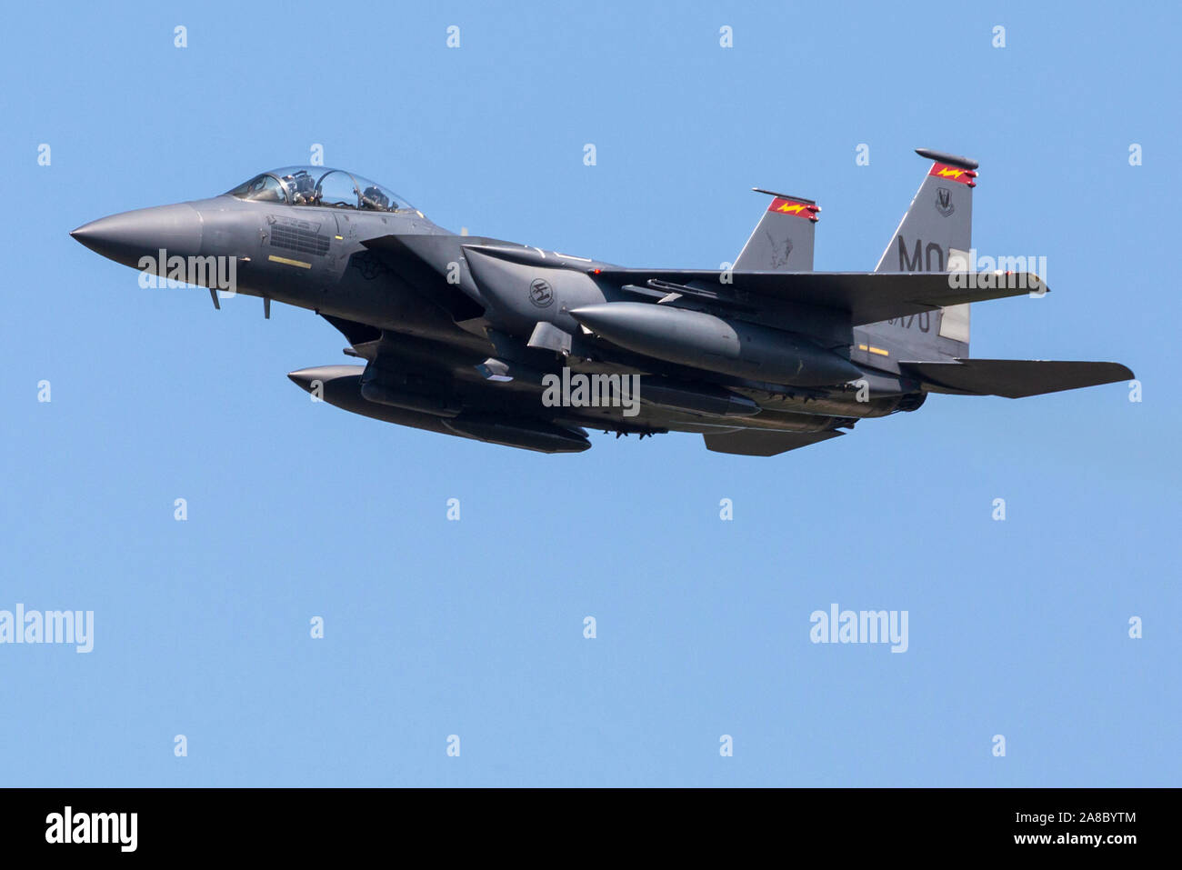 United States Air Force F-15 Strike Eagle giving a flyby at the 2019 ...