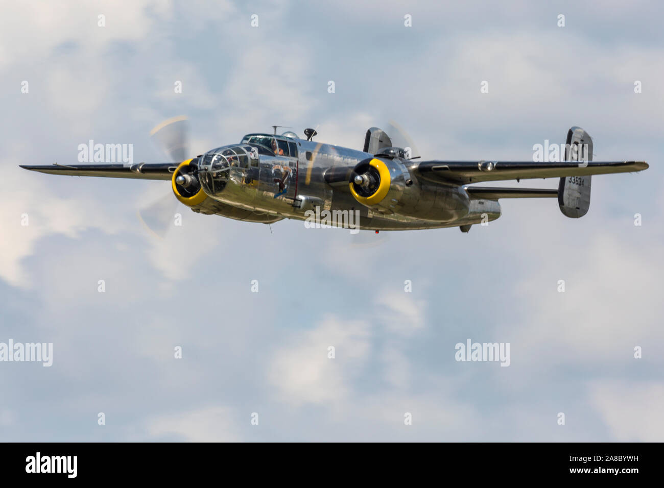 A World War II era B-25 Mitchell performs a flyby at the 2019 Thunder ...