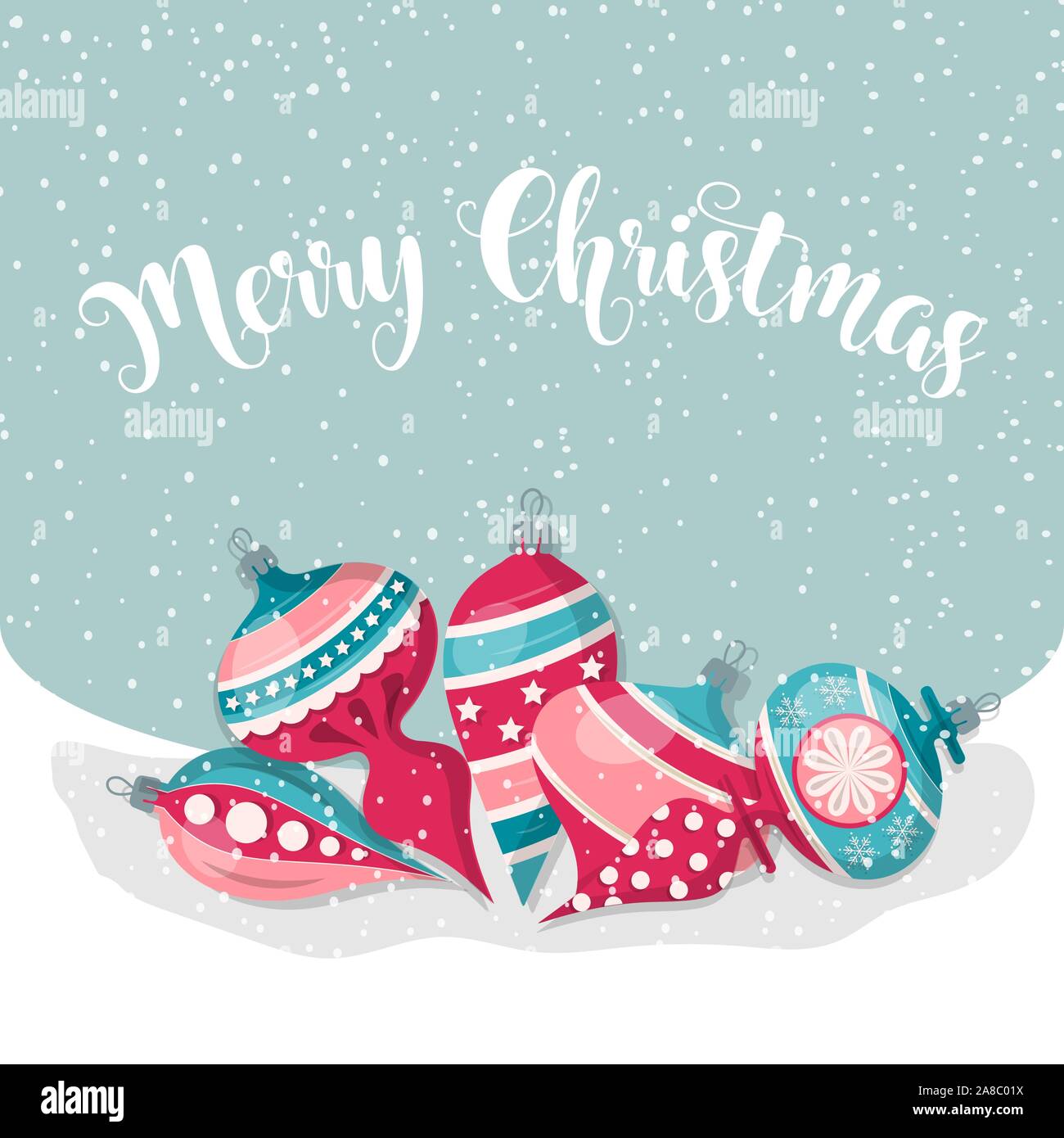 Christmas card with balls. Christmas background. Flat design. Vector ...