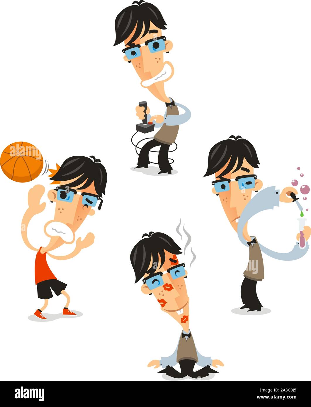Nerd Geek Nerdy dork unpopular prodigy master mental giant, vector ...