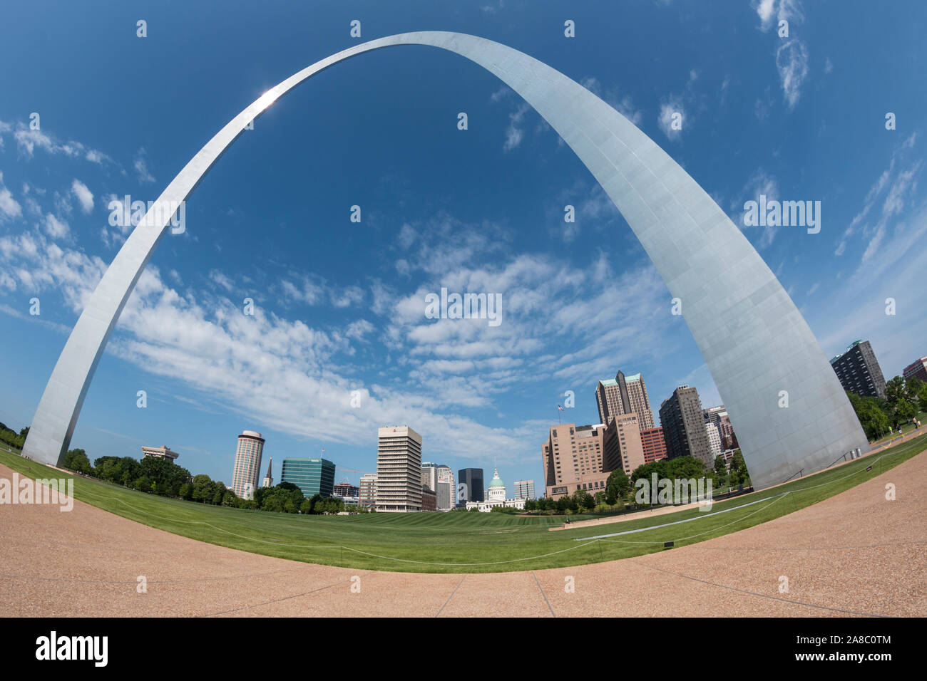 The Gateway Arch of St. Louis during a sunny late morning, part of ...