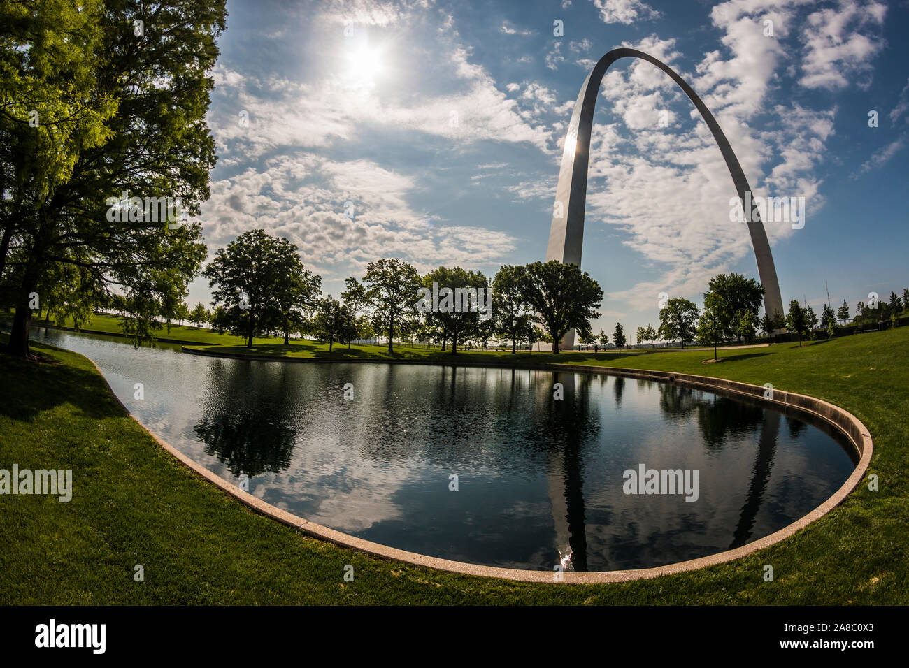 The Gateway Arch of St. Louis during a sunny late morning, part of ...