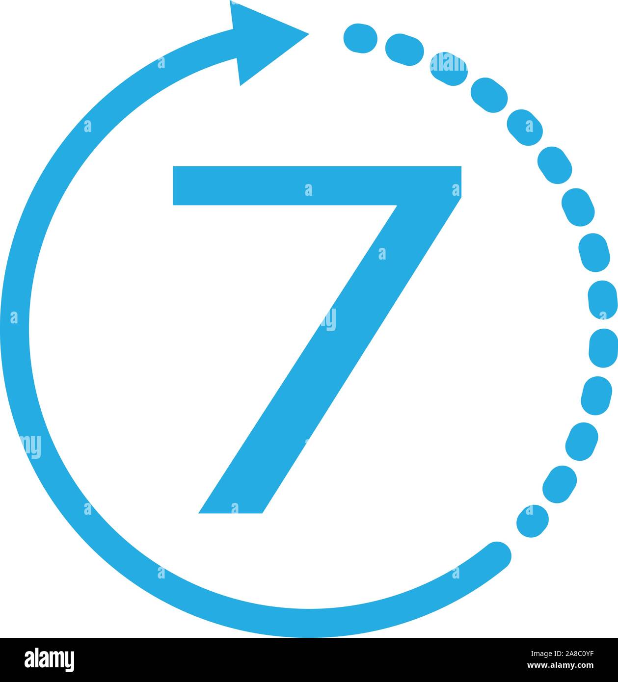 return of goods within 7 days icon. 7 days on white background. blue ... return of goods within 7 days icon. 7 days on white background. blue ...