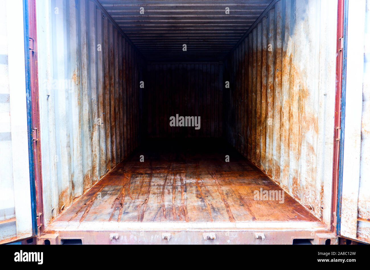 Inside container The wall has rust stains Stock Photo - Alamy