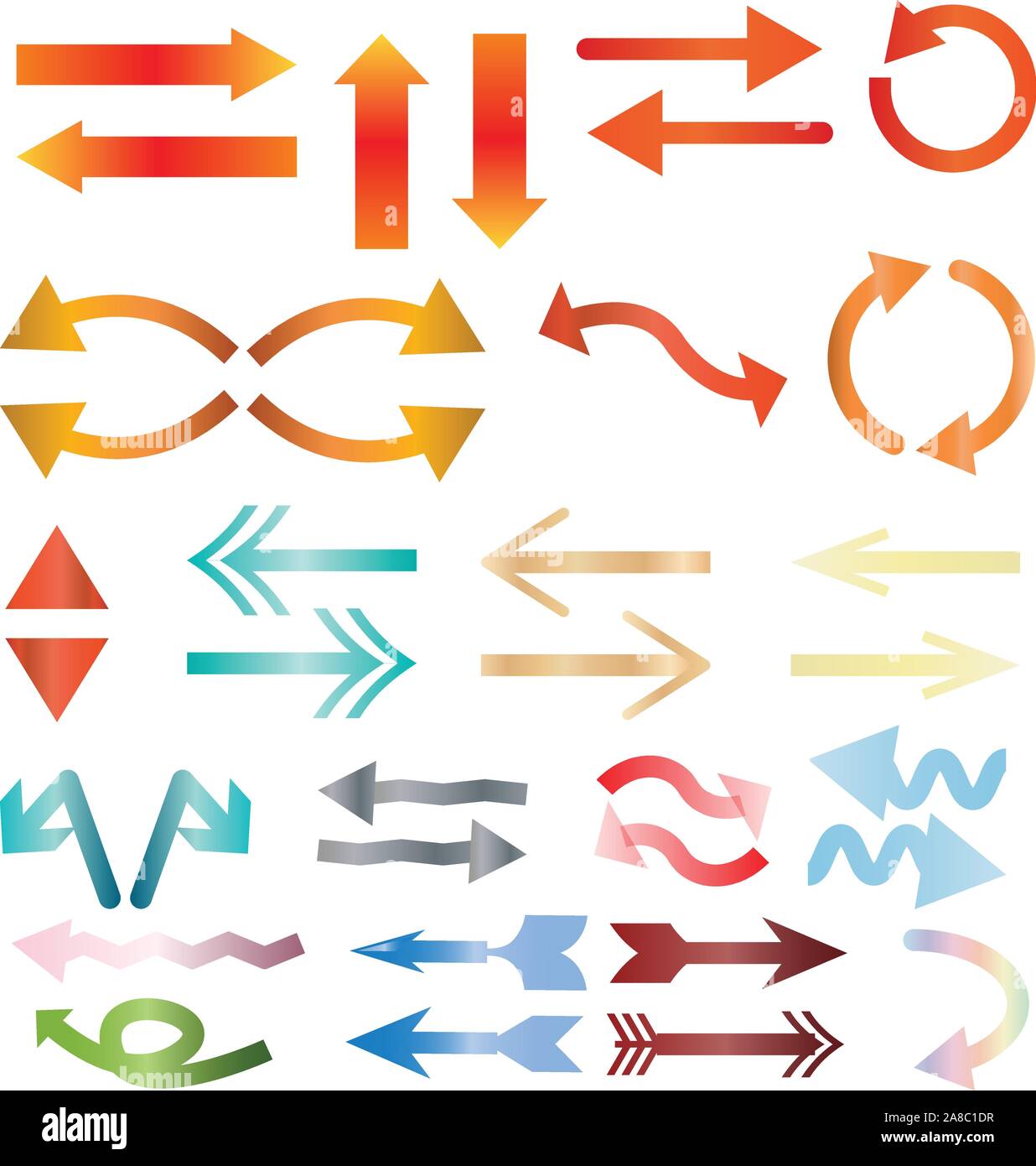 multicolors arrow icon on white background. colors arrow sign. flat ...