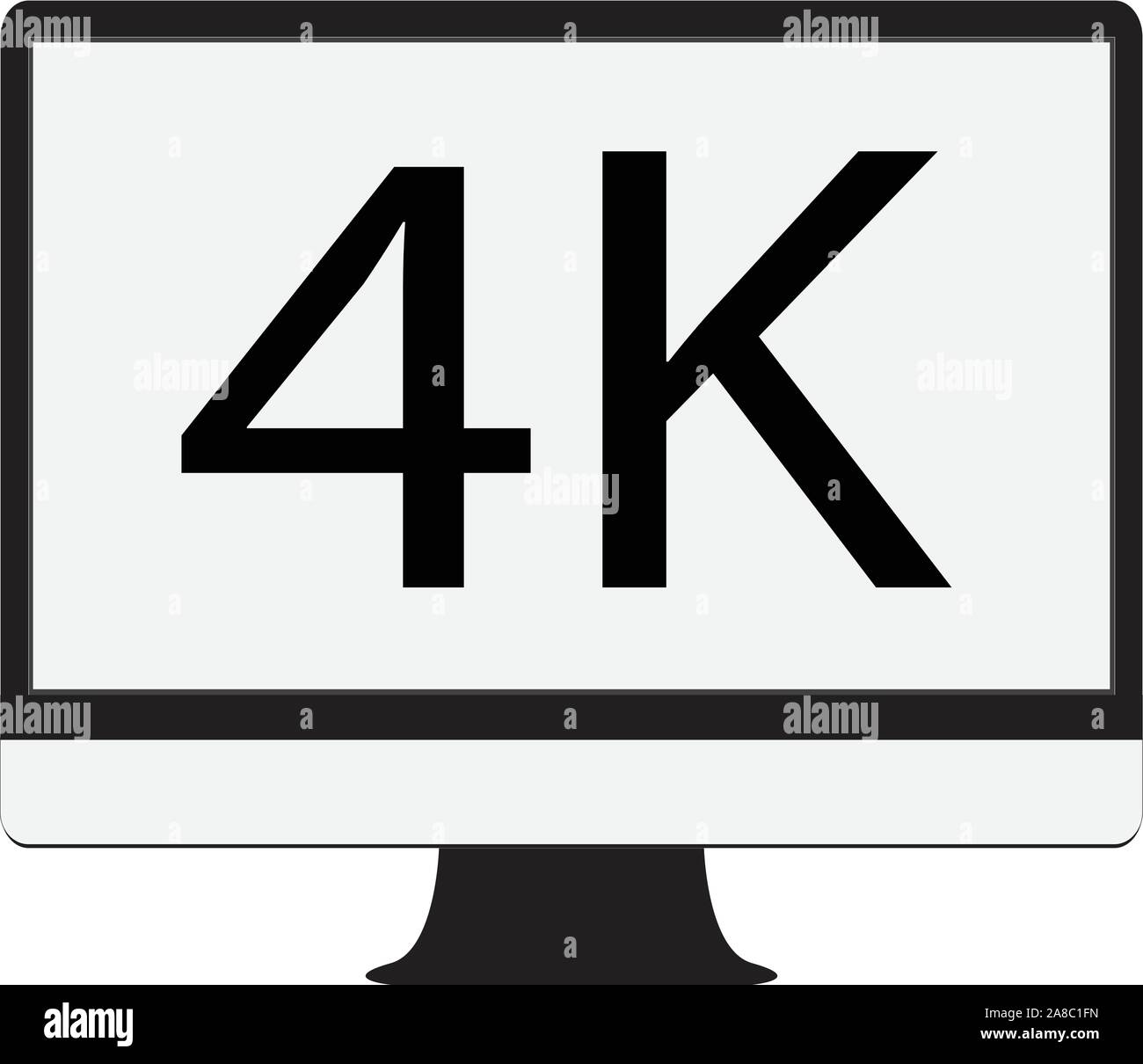 computer monitor 4K on white background. computer monitor 4K icon. flat ...