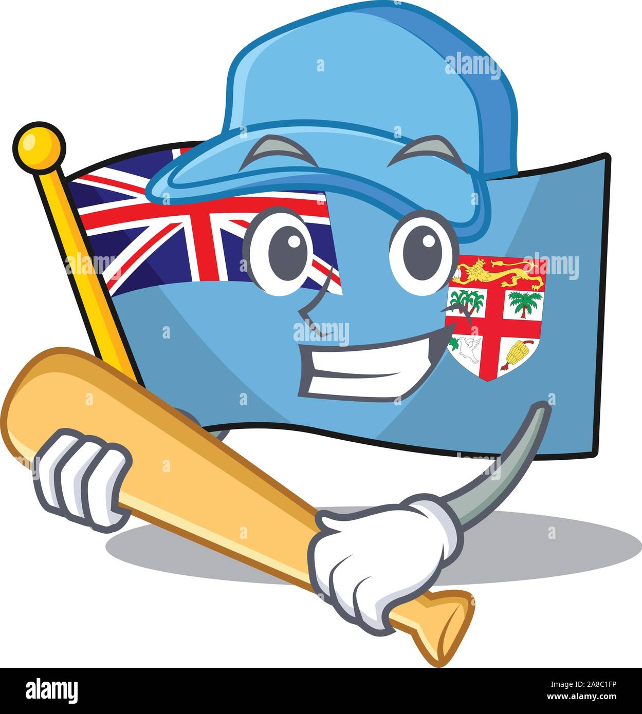 flag fiji isolated in the playing baseball mascot Stock Vector Image ...