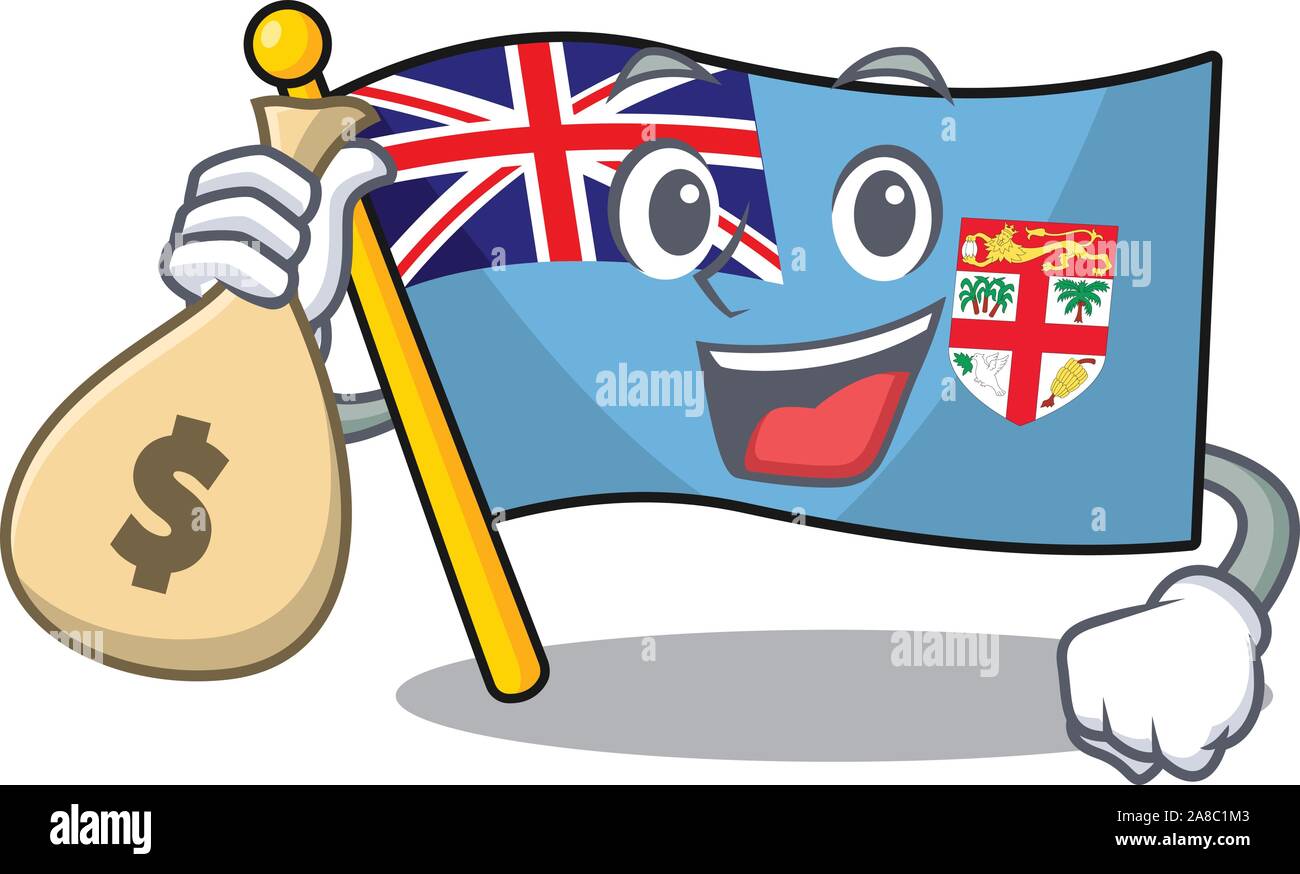 flag fiji isolated in the holding money bag mascot Stock Vector Image ...