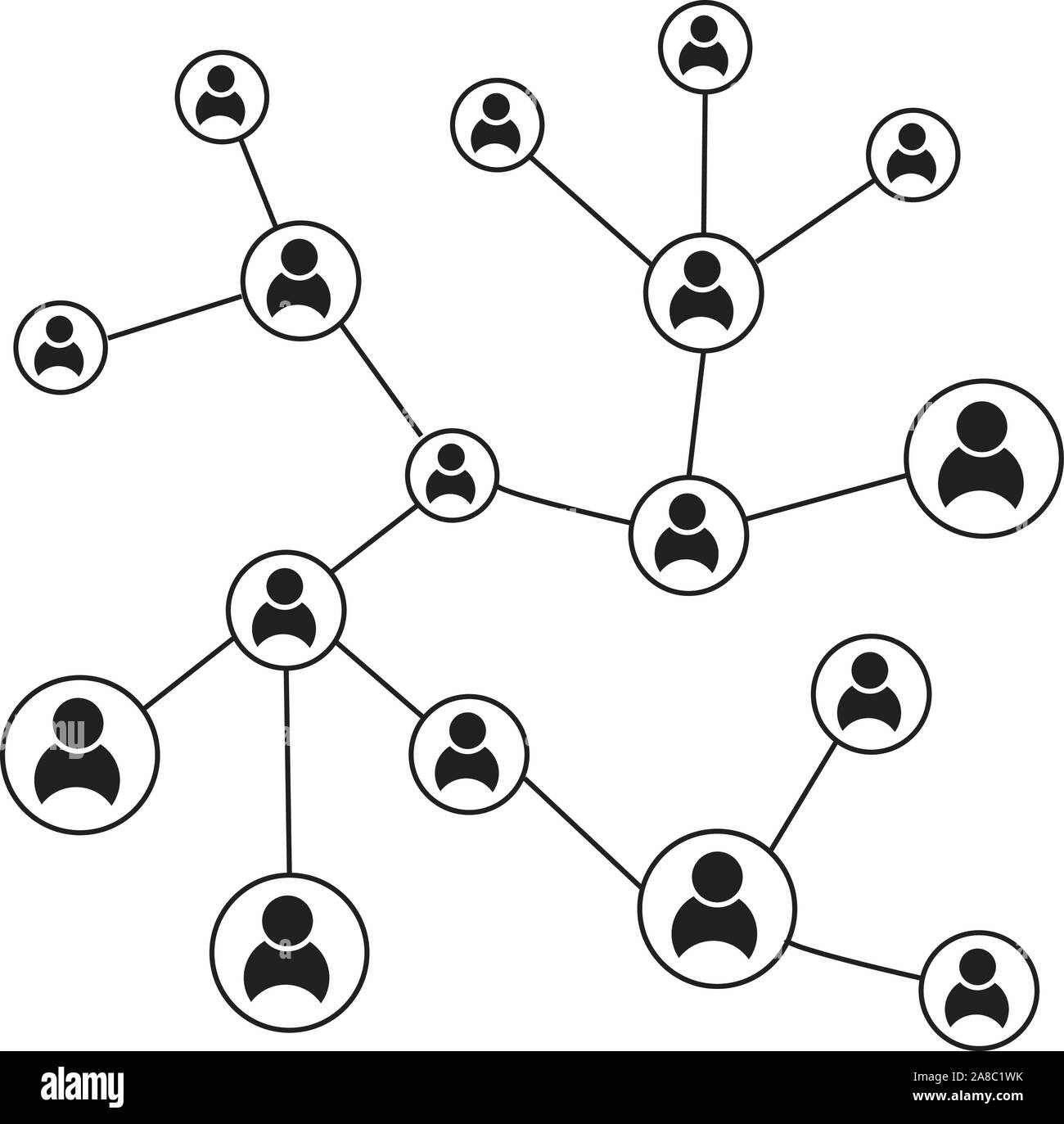 connected social network icon on white background. people network sign ...