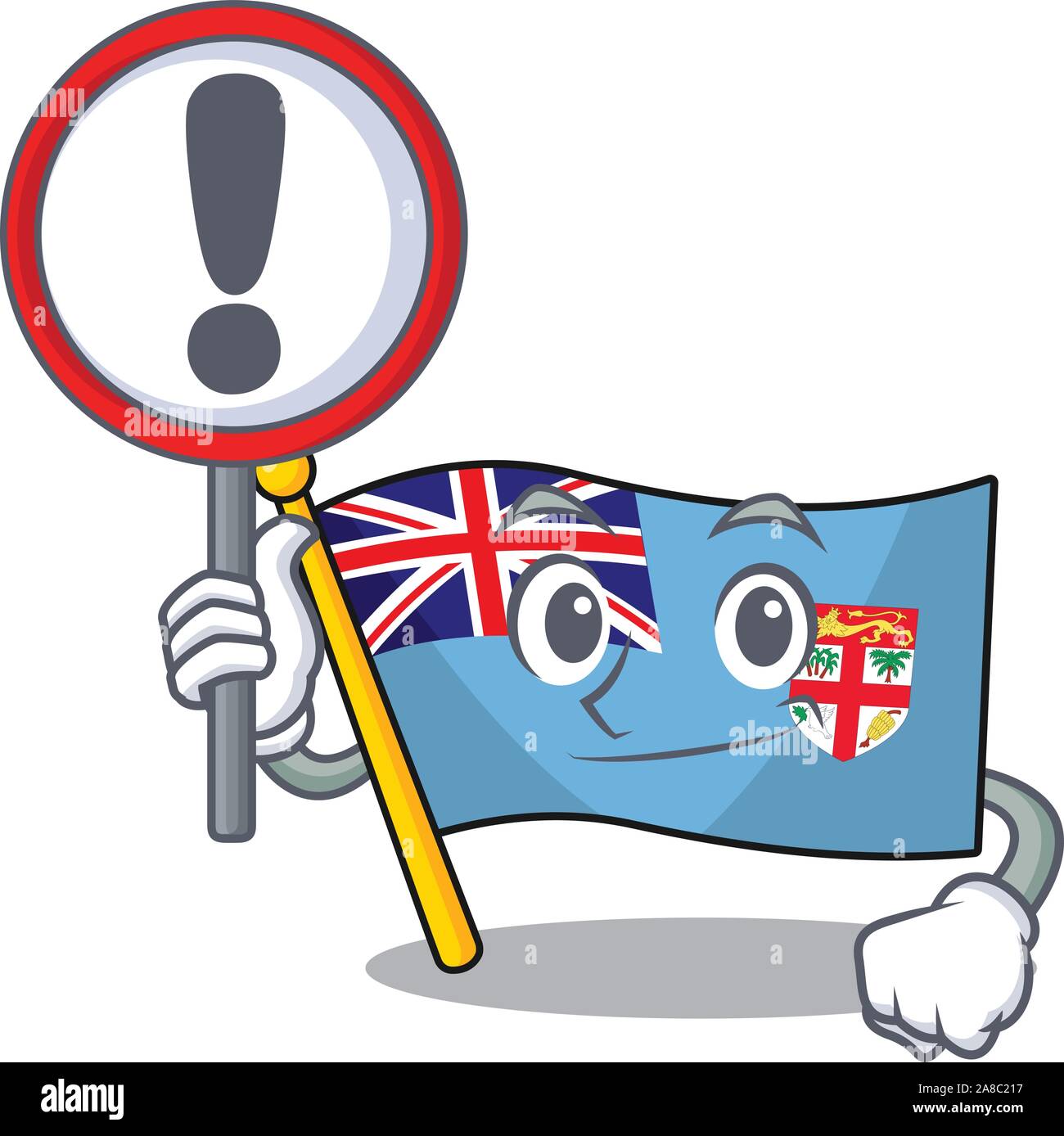 flag fiji isolated in the with sign warning mascot Stock Vector Image ...