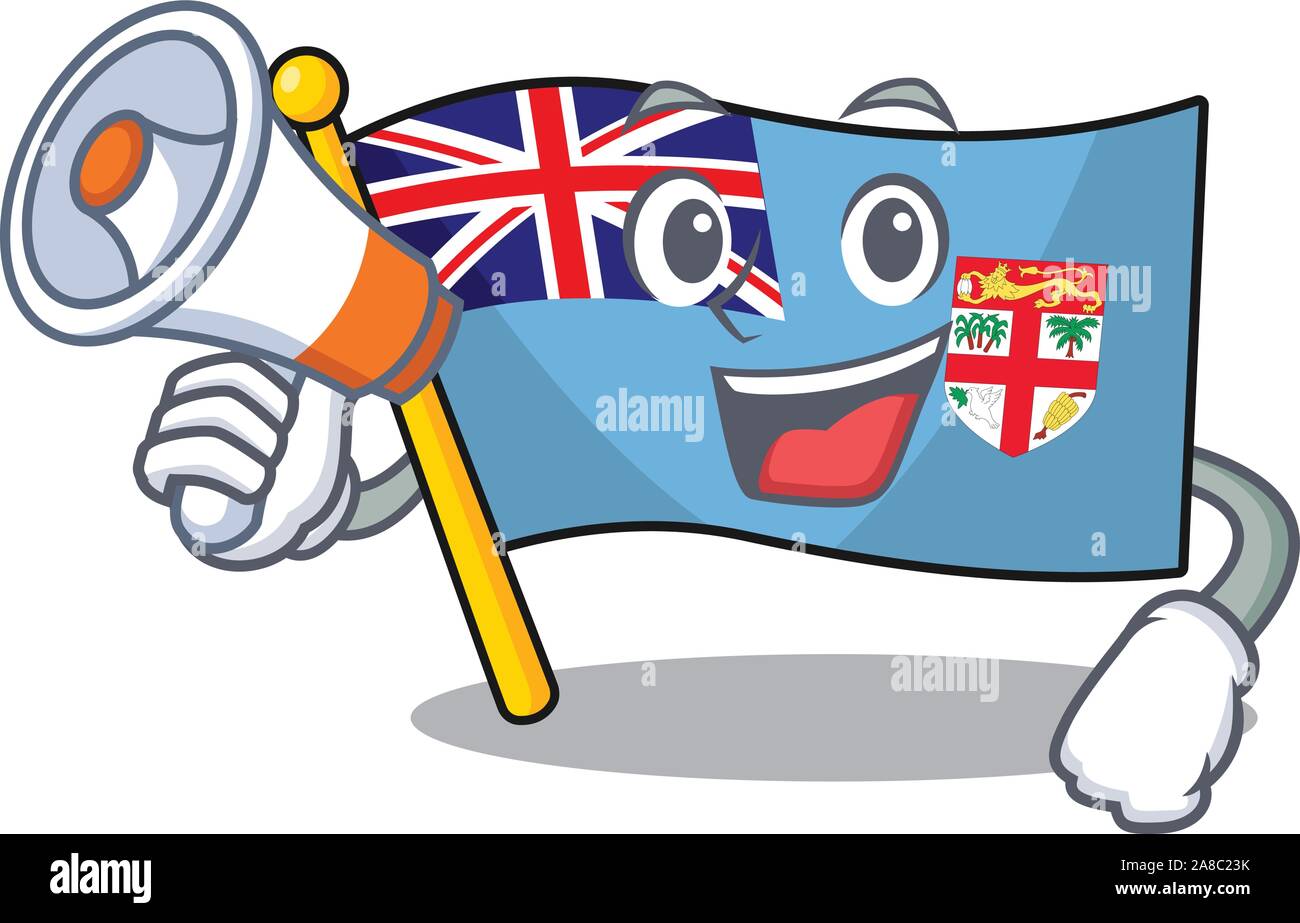 flag fiji isolated in the with holding megaphone mascot Stock Vector ...