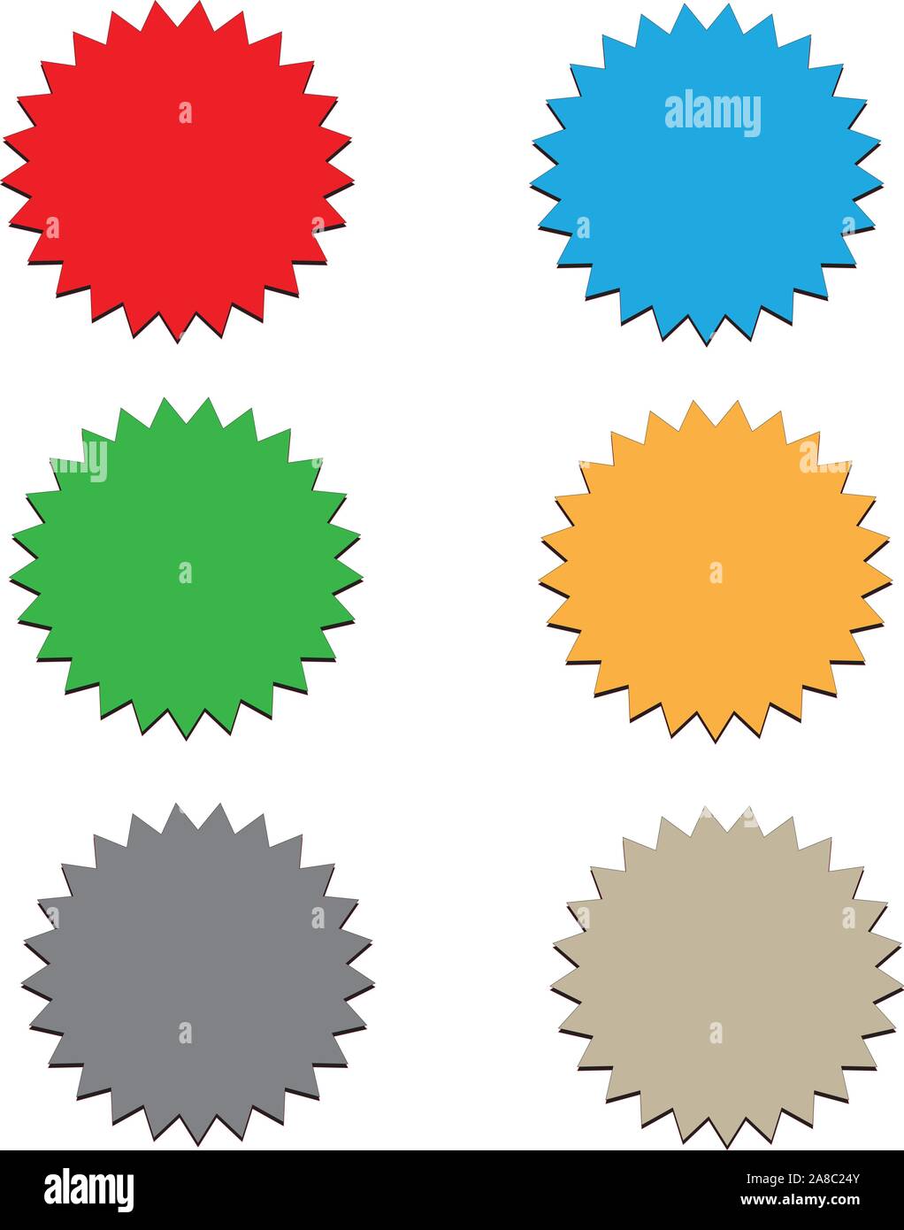 starburst label on white background. 6 starbursts. flat style. blank ...