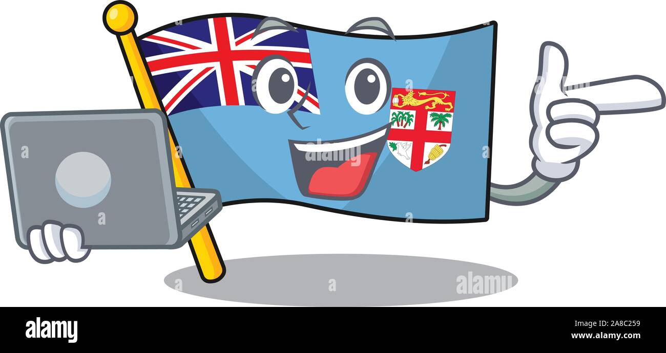 flag fiji isolated in the with bring laptop mascot Stock Vector Image ...