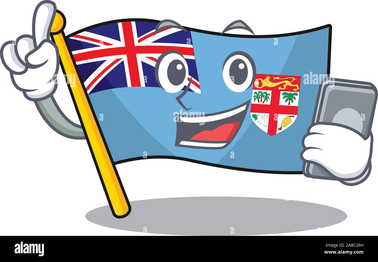 flag fiji isolated in the with holding phone mascot Stock Vector Image ...