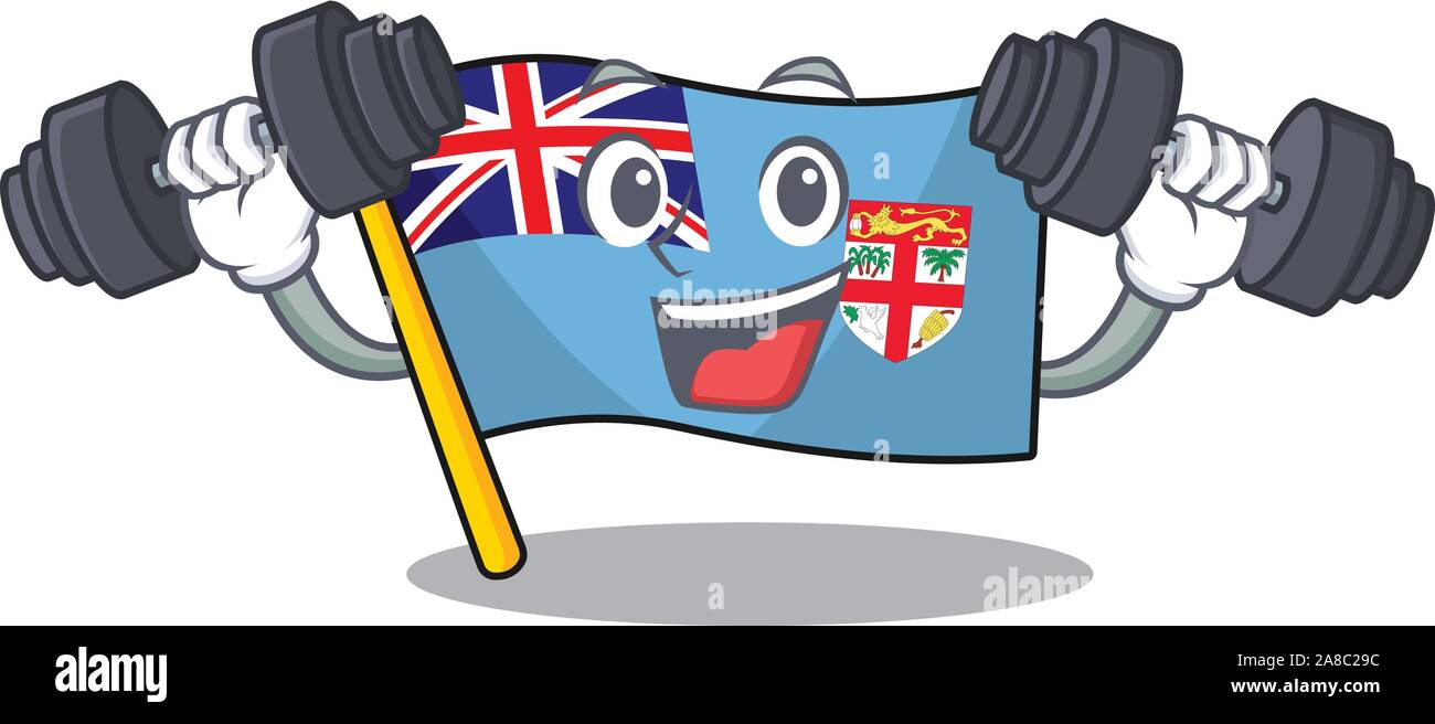 flag fiji isolated in the with bring barbell mascot Stock Vector Image ...