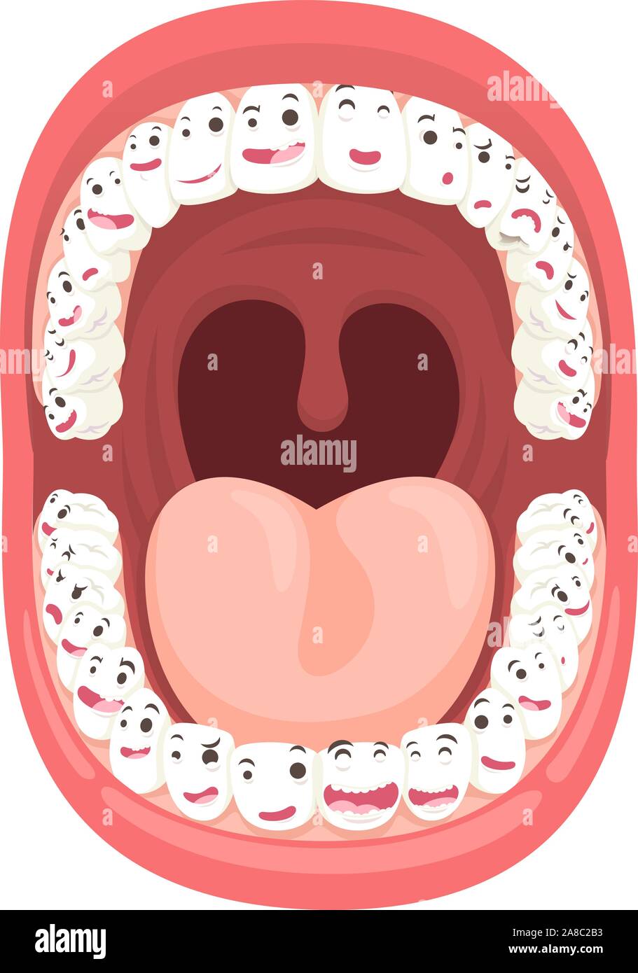 Mouth with happy and healthy teeth, vector illustration cartoon Stock ...