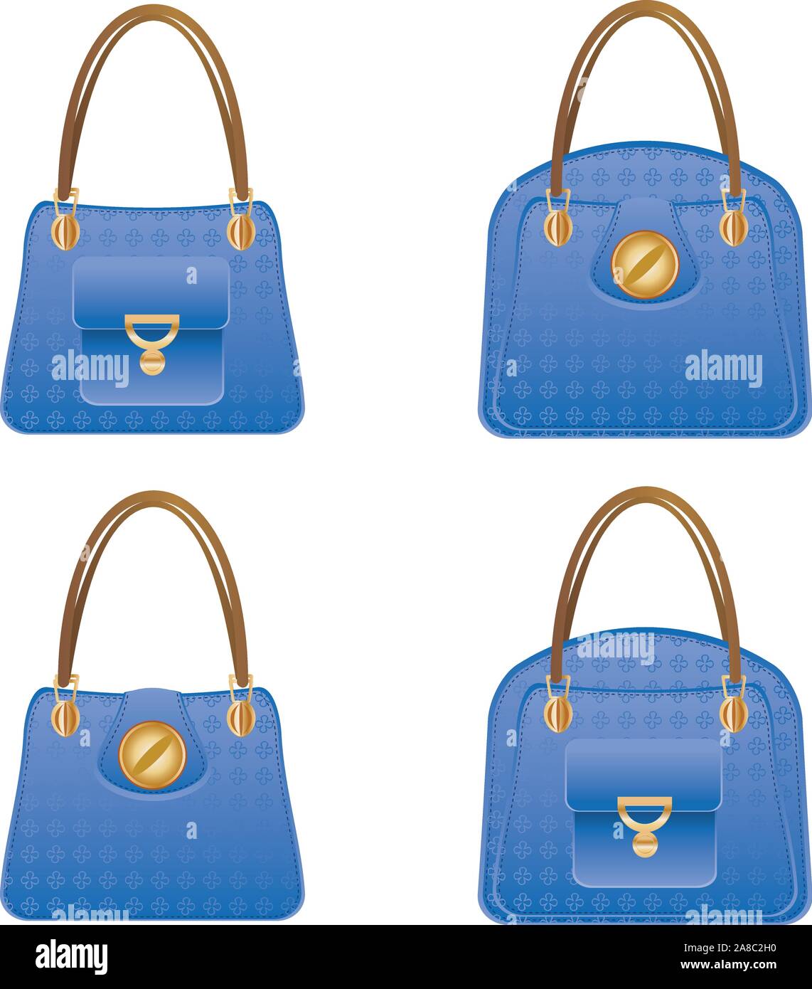 Fashion woman's blue handbag designs on white background Stock Vector ...