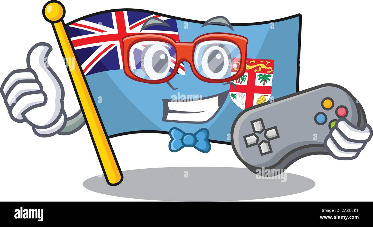 illustration holding gamer flag fiji with character cute Stock Vector ...