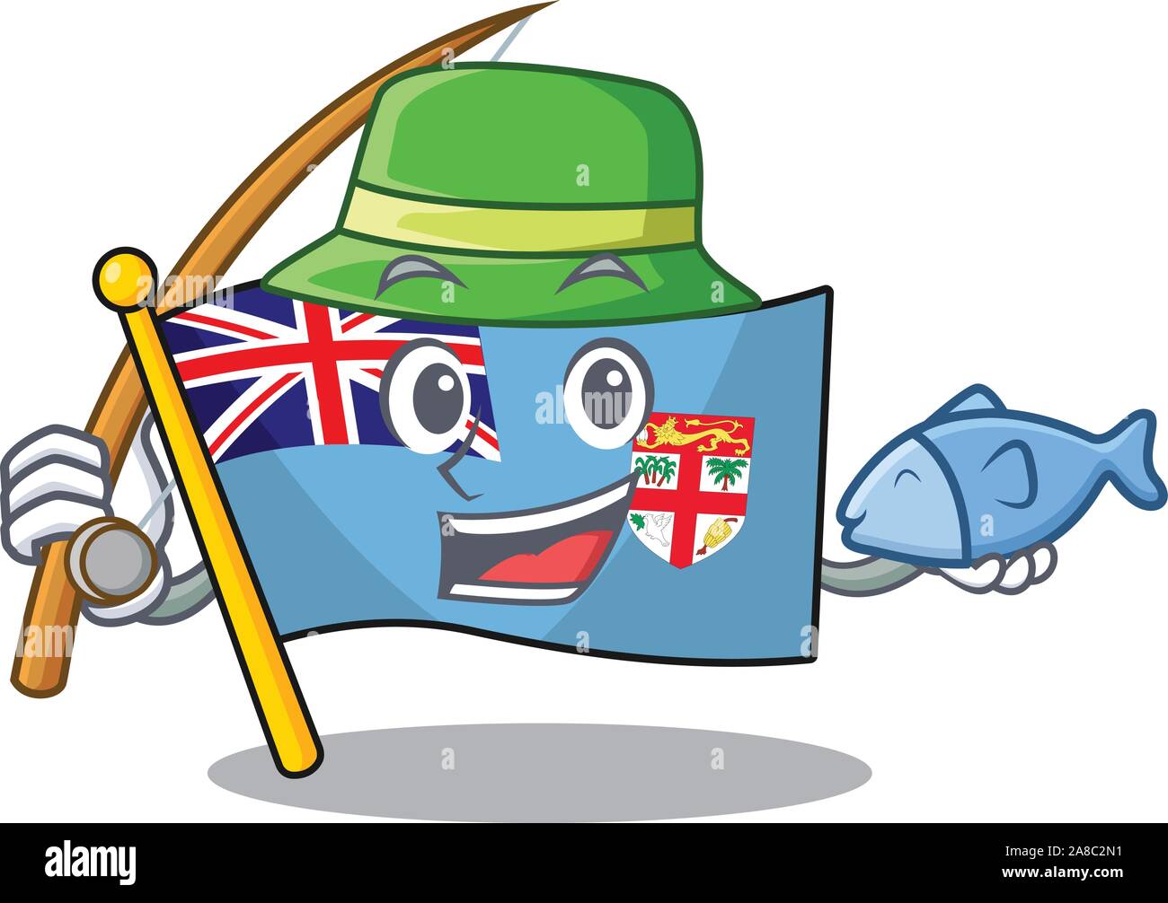 illustration fishing flag fiji with character cute Stock Vector Image ...