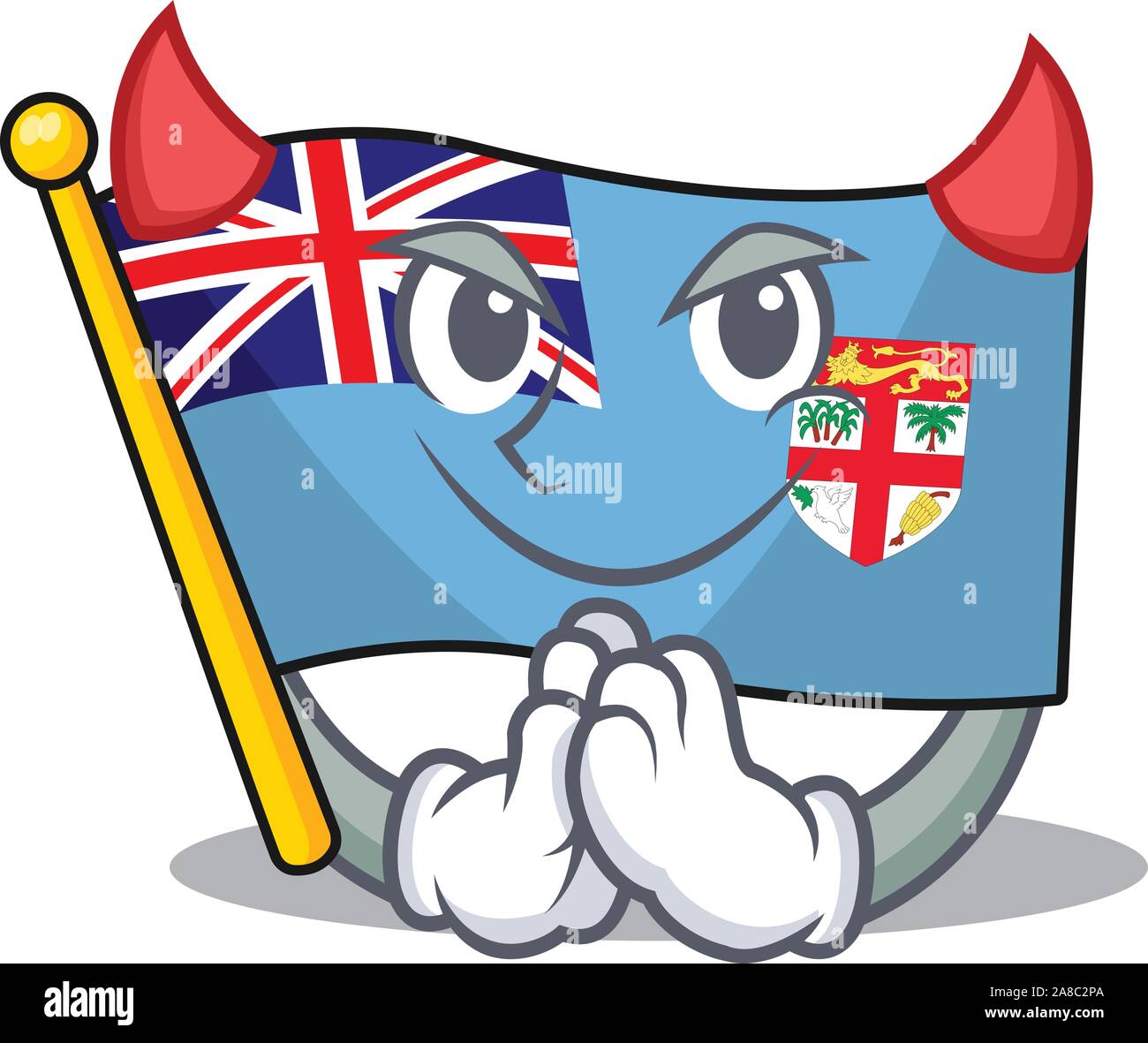 illustration devil flag fiji with character cute Stock Vector Image ...