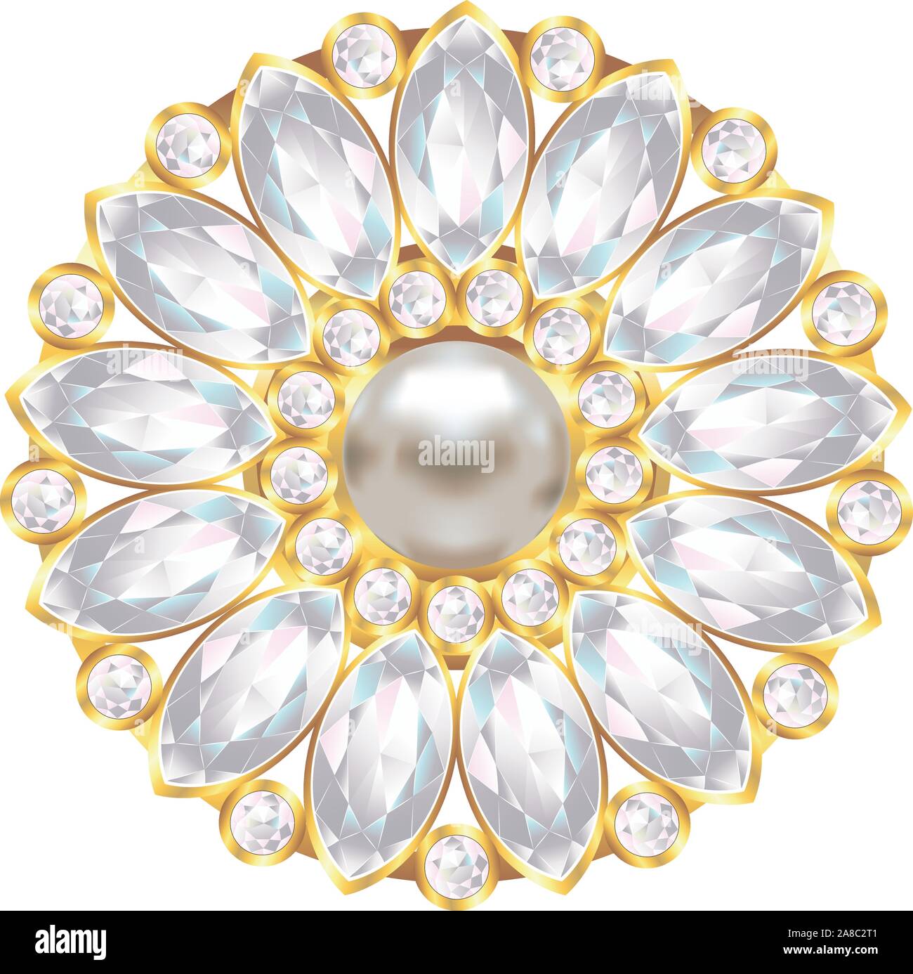 Pearl necklace gold diamond Stock Vector Images - Alamy