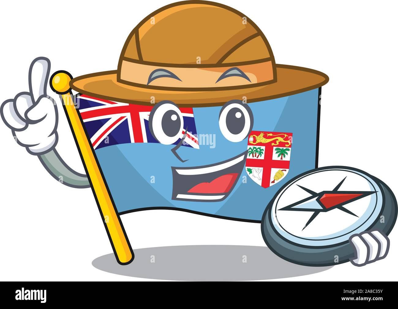 illustration holding compass flag fiji with character cute Stock Vector ...